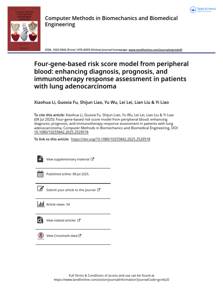 Four-Gene-Based Risk Score Model | PDF | Lung Cancer | Cancer