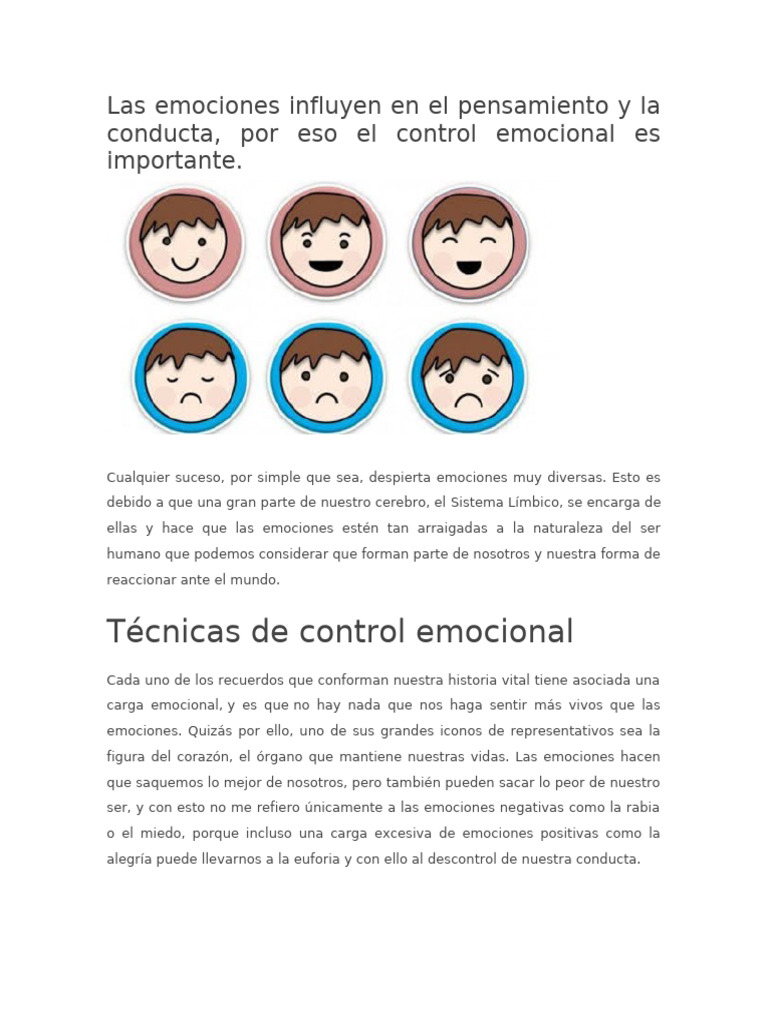 Técnicas para Controlar las Emociones | PDF | Las emociones | Pensamiento