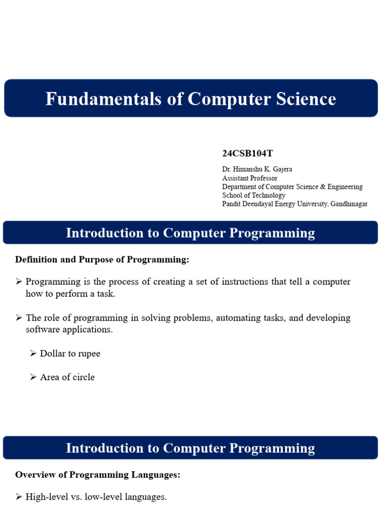 Introduction to Computer Programming Basics | PDF | C (Programming Language) | Computer Programming
