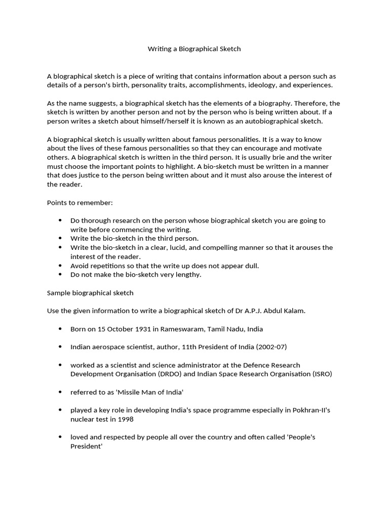 Biographical Sketch of Dr. A.P.J. Abdul Kalam | PDF