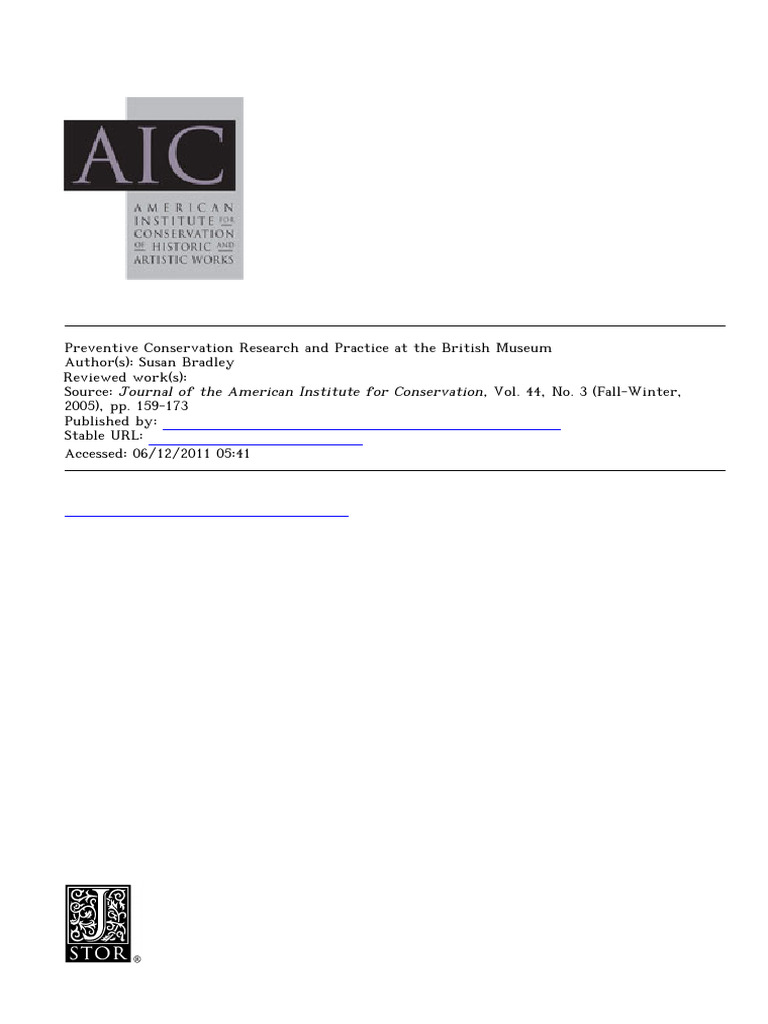Preventive Conservation at British Museum | PDF | Lead | Corrosion