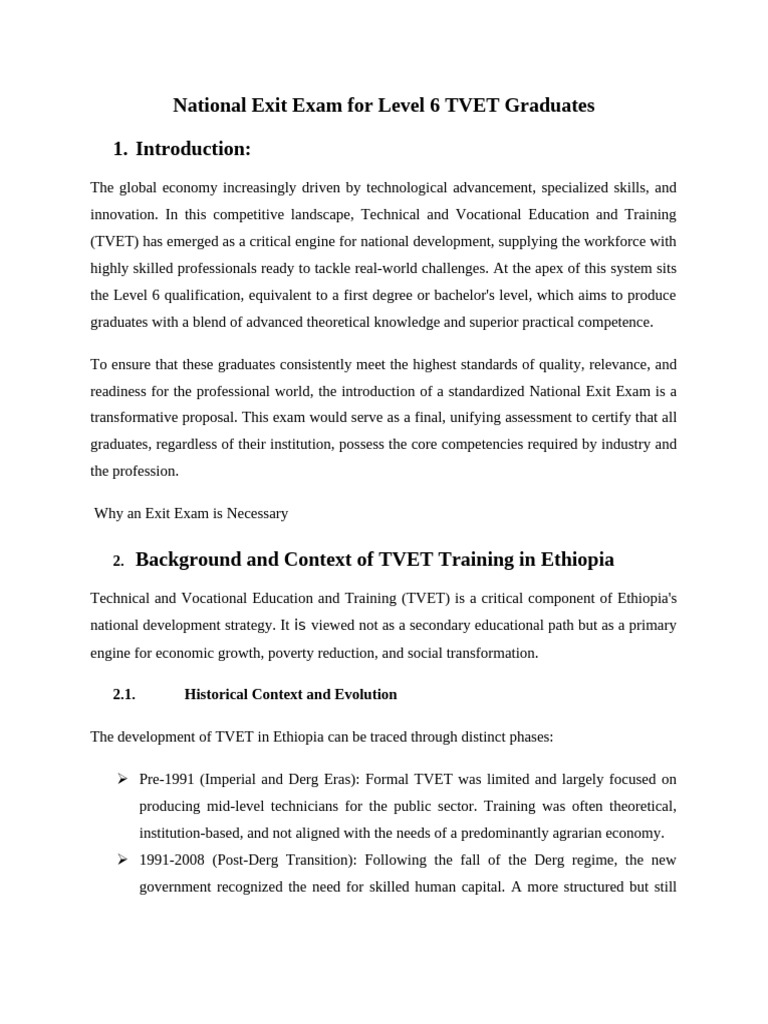 National Exit Exam for TVET Graduates | PDF | Vocational Education ...