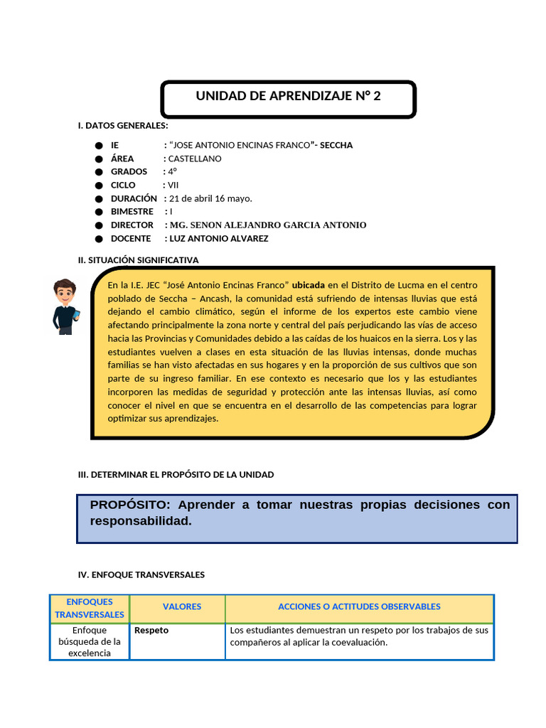 4 Cuarto Grado Unidad 2 | PDF | Aprendizaje | Cognición