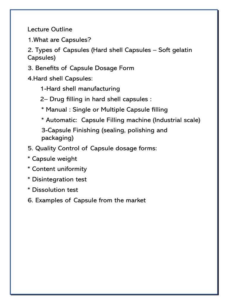 Understanding Capsule Dosage Forms | PDF | Pharmaceutical Formulation ...