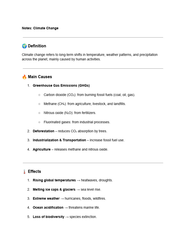 Notes - Climate Change | PDF