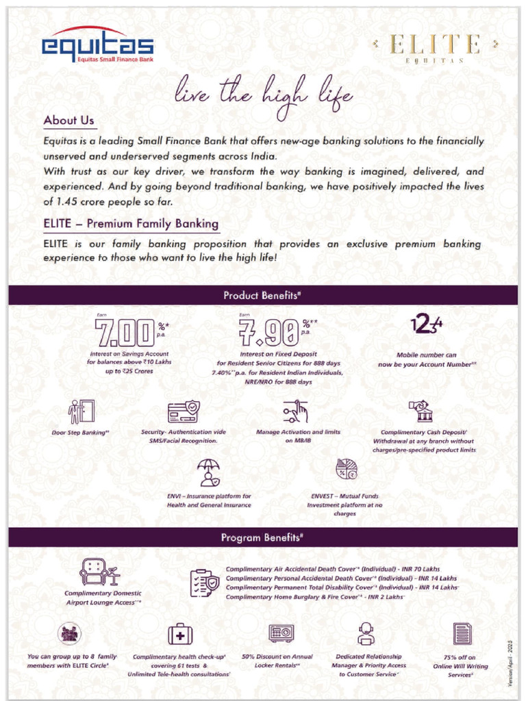Elite One Pager August 2025 | PDF | Debit Card | Financial Services
