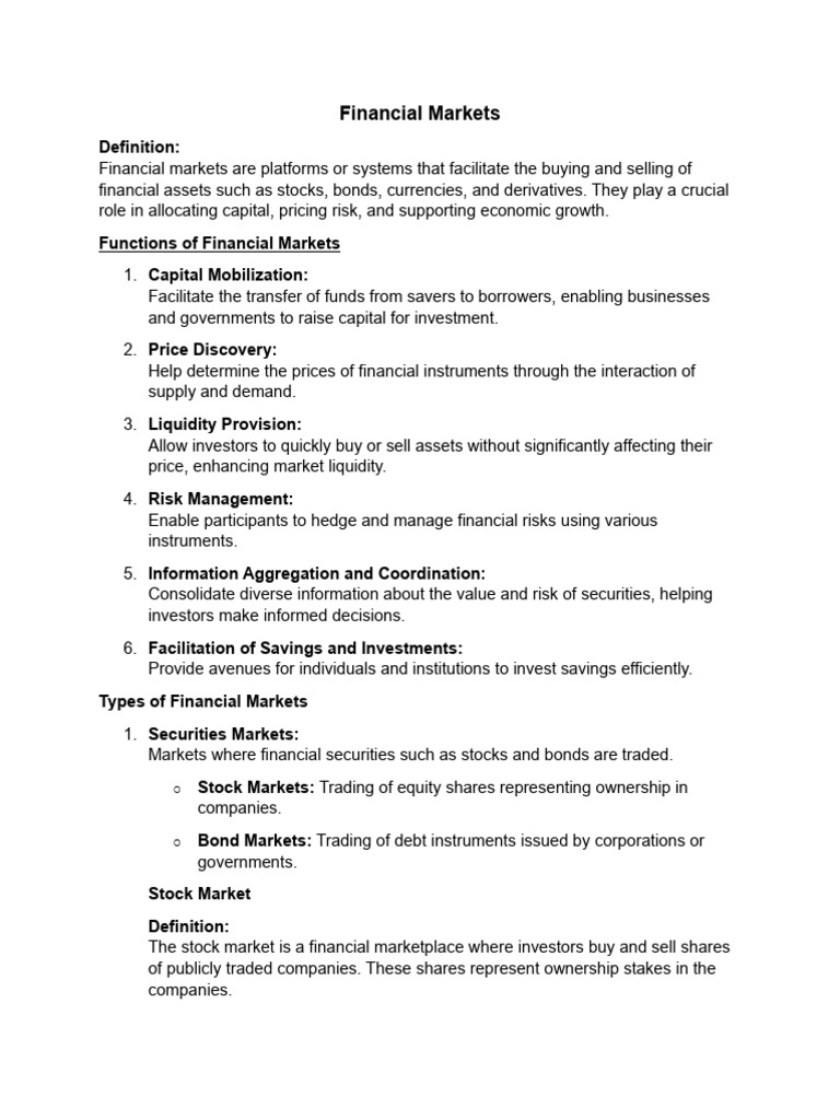 Financial Markets Notes Continues | PDF | Bonds (Finance) | Foreign ...