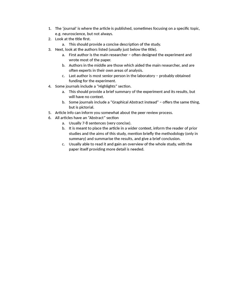 Scientific Article Checklist | PDF