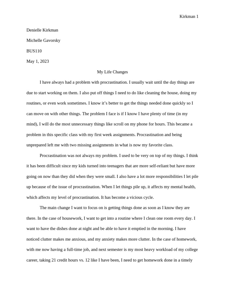 Final Essay | PDF | Procrastination | Professional Skills