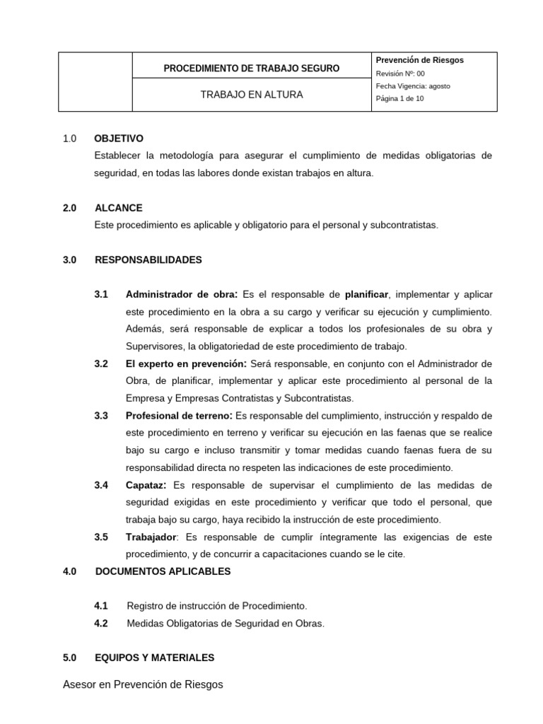 _PTS_TRABAJO_EN_ALTURA para modificar | PDF | Seguridad y salud ocupacional