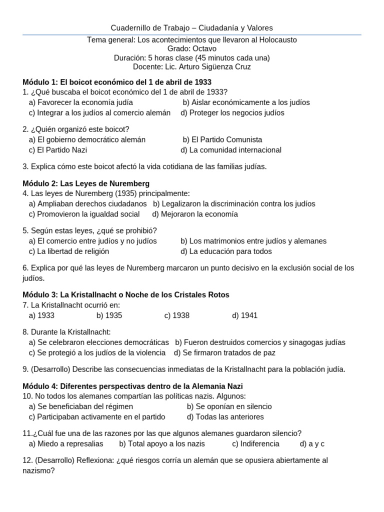 Unidad 4 Semana 4 Octavo | PDF | Alemania nazi