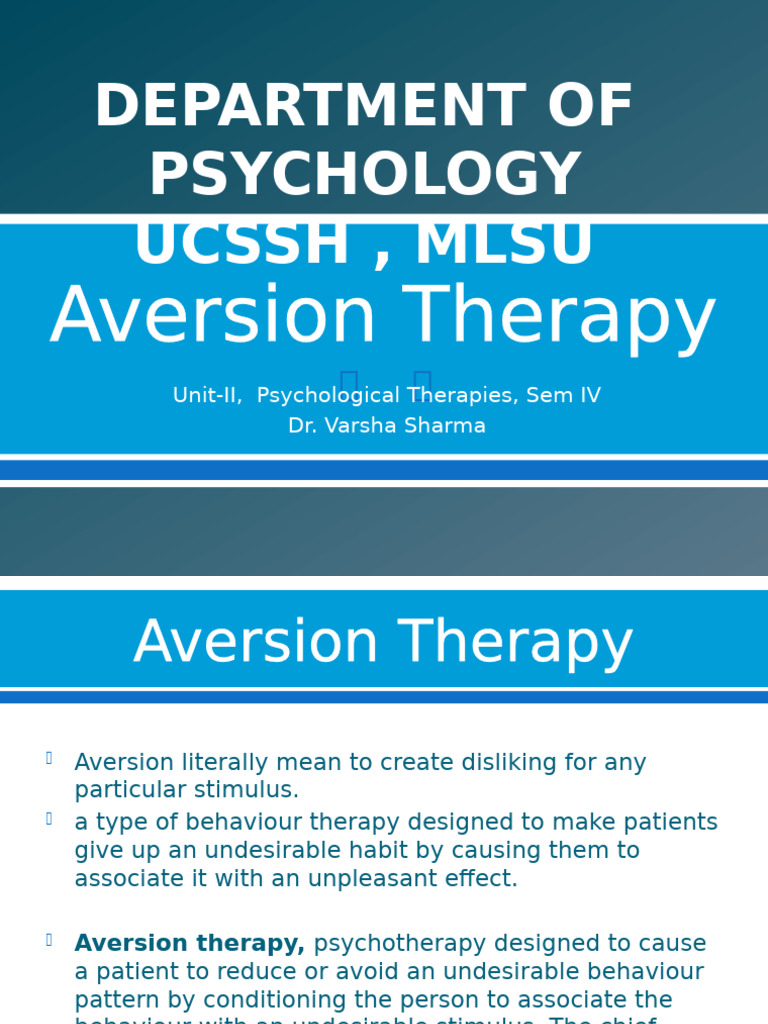 Understanding Aversion Therapy Techniques | PDF | Opioid | Substance ...