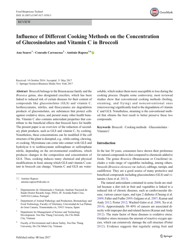 Cooking Methods Impact on Broccoli Nutrients | PDF | Drug Metabolism ...