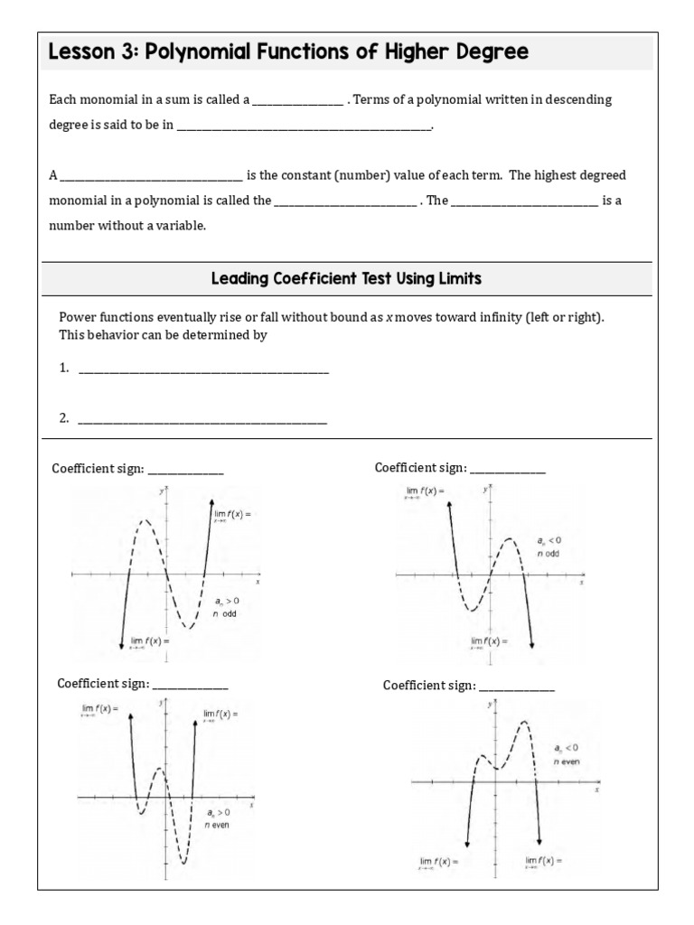 2.3 Polynomial Functions of Higher Degree | PDF | Polynomial ...