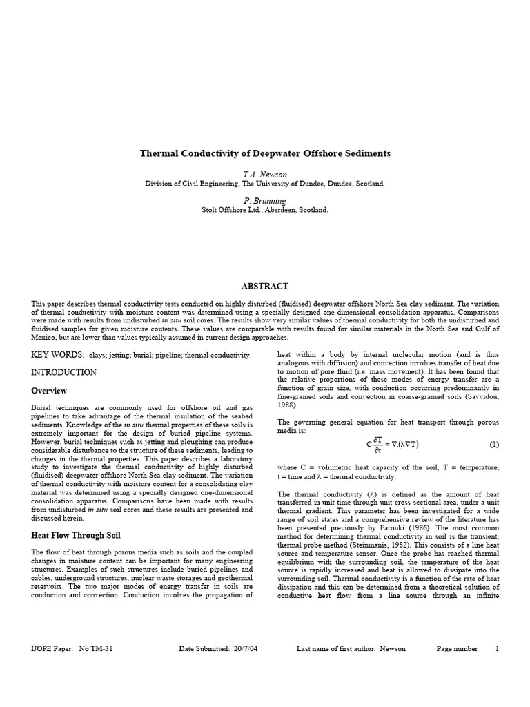 Thermal Conductivity of Sediments | PDF | Heat Transfer | Heat