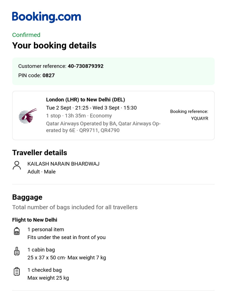 40 730879392 Booking Details | PDF