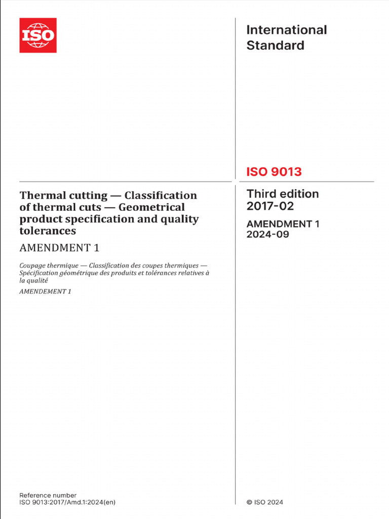 Iso 9013 Amd1 2024 | PDF