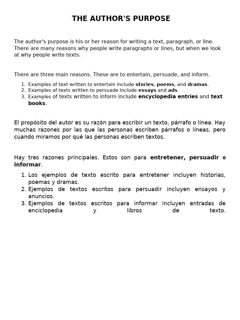 Propósitos del Autor en la Escritura | PDF
