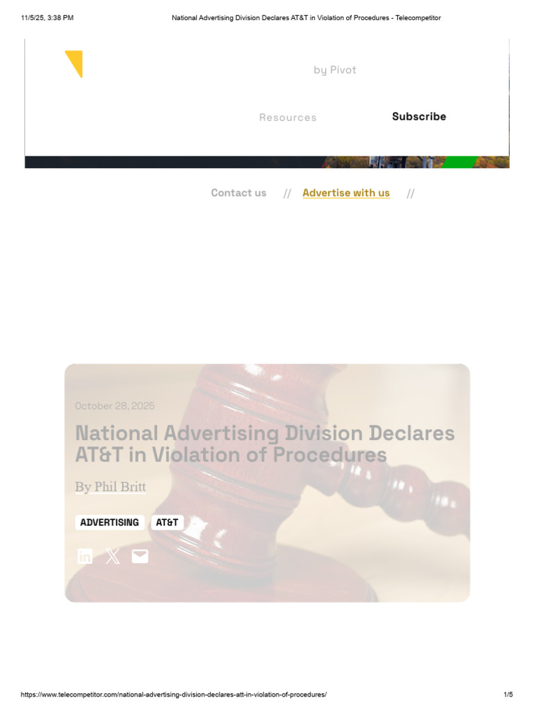 National Advertising Division Declares AT&T in Violation of Procedures ...