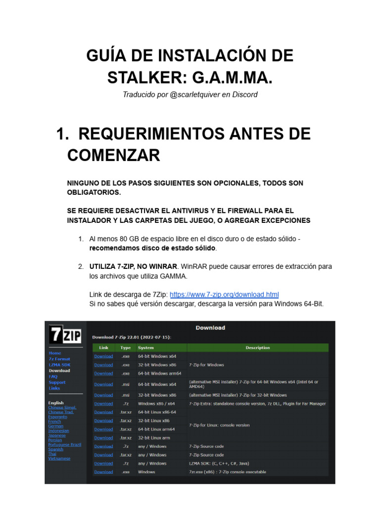 Guía de Instalación para STALKER: G.A.M.MA. | PDF | Archivo de ...