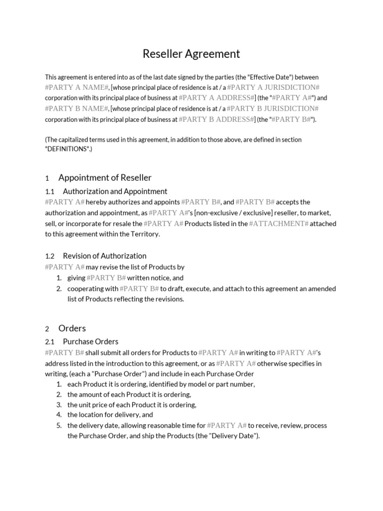 Reseller Agreement Template | PDF | Indemnity | List Price