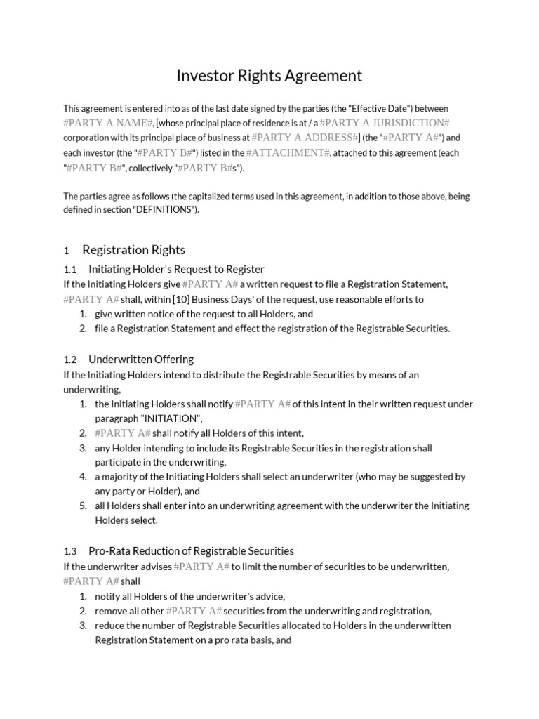 Investor Rights Agreement - Effective Date is Executed Date | PDF ...