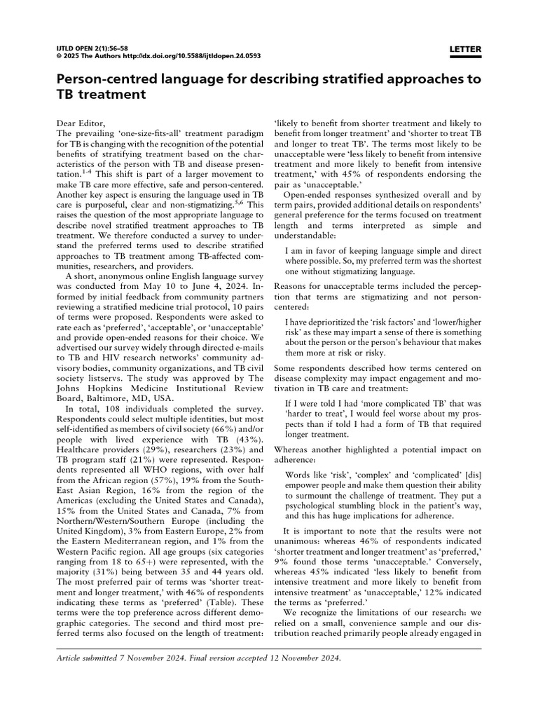 Person-Centered Language in TB Treatment | PDF | Tuberculosis | Risk