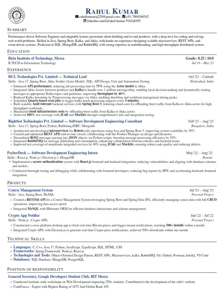 Rahul Kumar CV (1) | PDF | Software | Computing