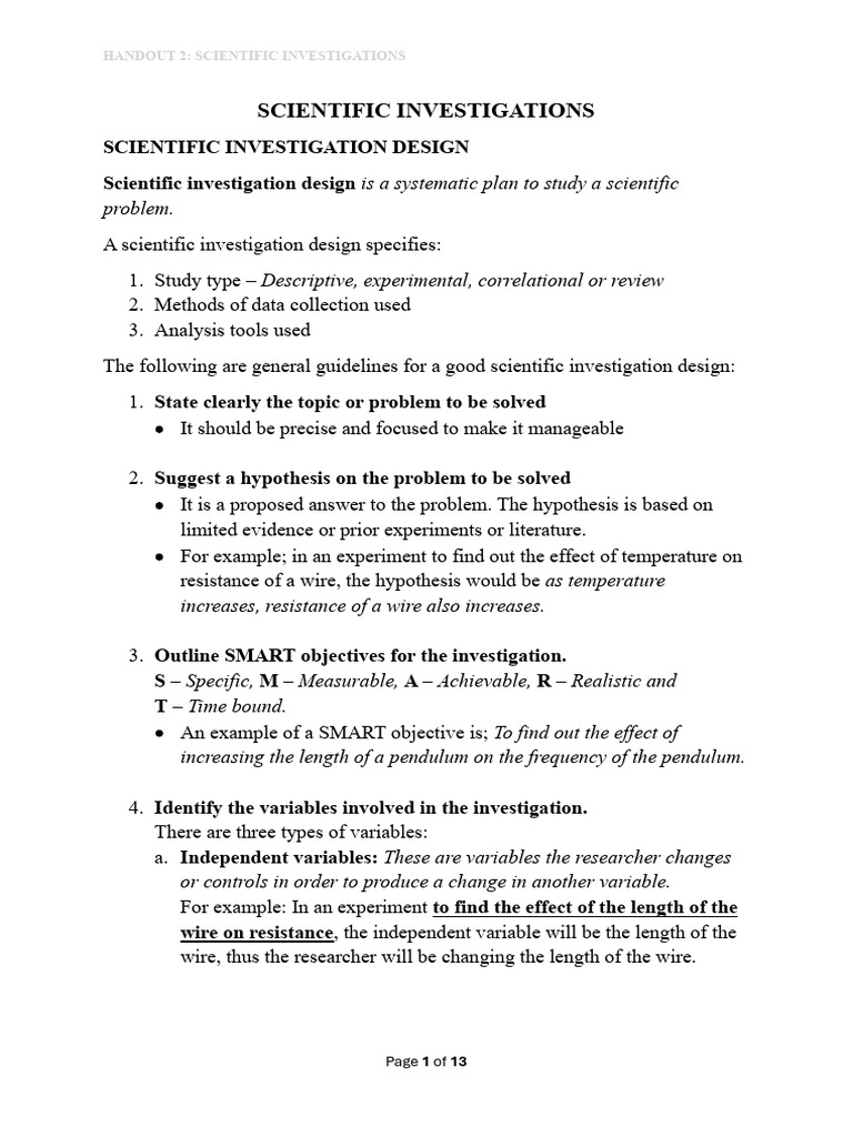 Scientific Investigation Design Guide | PDF | Observational Error ...