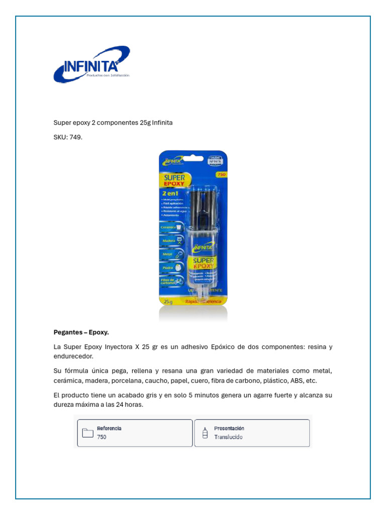 Super Epoxy 2 Componentes 25g Infinita | PDF
