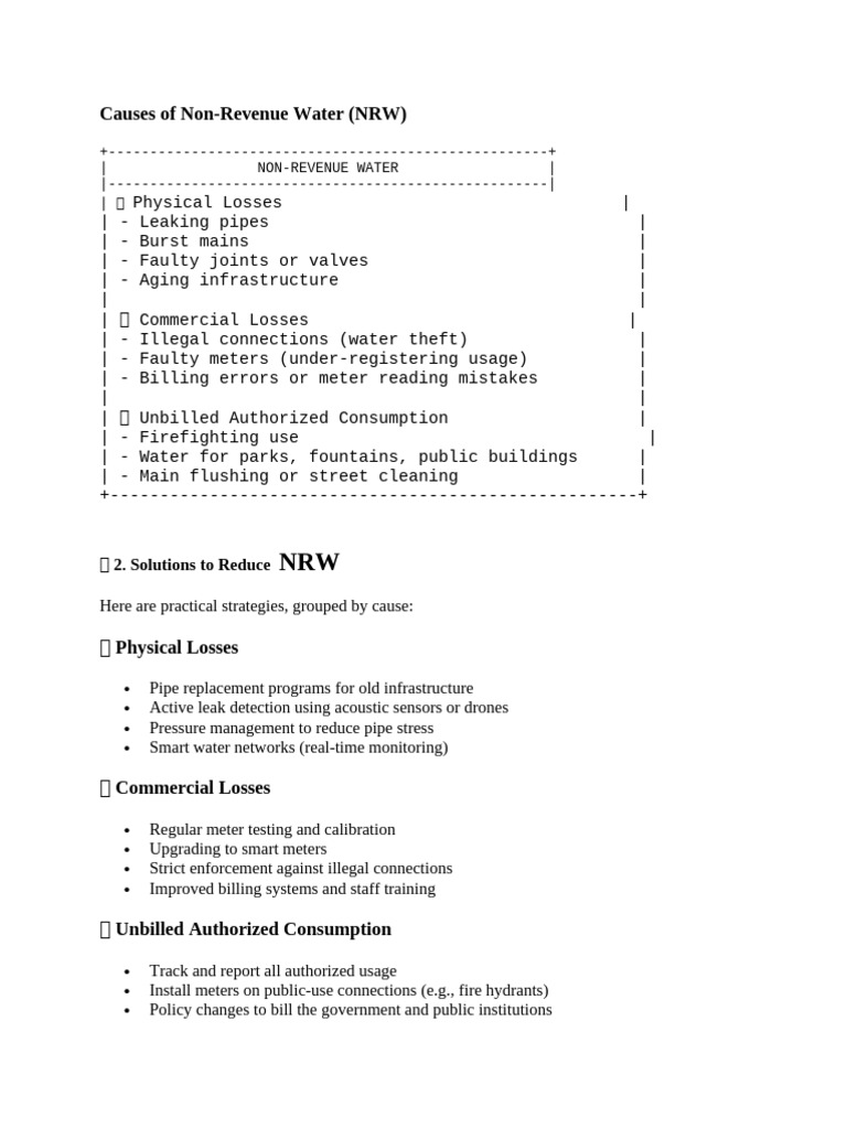 Causes of Non-Revenue Water Explained | PDF
