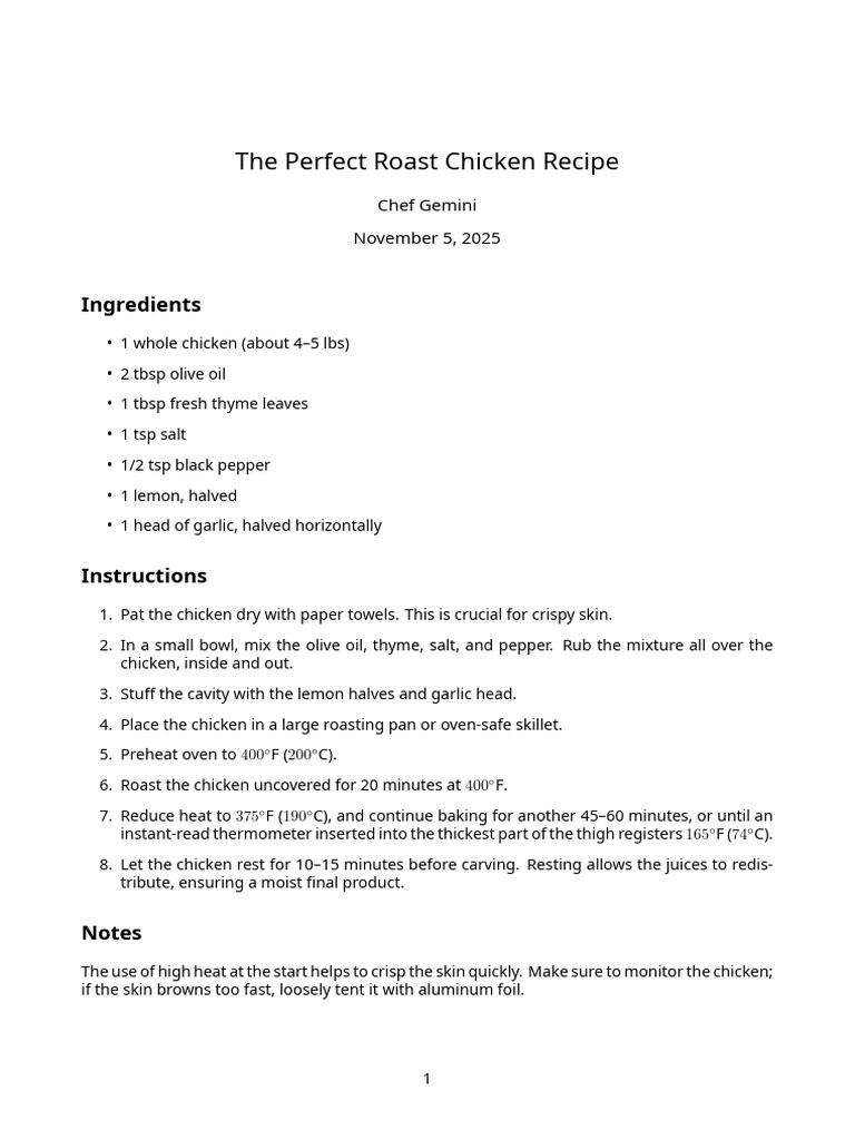 The Perfect Roast Chicken Recipe | PDF