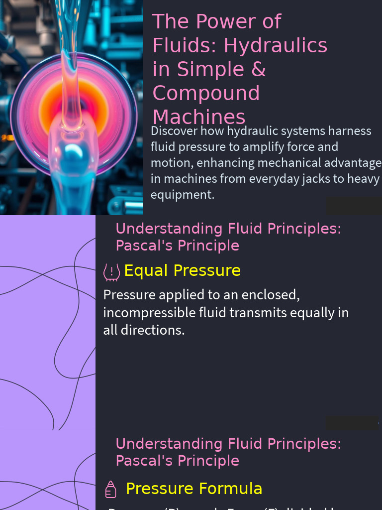 Hydraulics: Force Amplification Explained | PDF | Continuum Mechanics ...