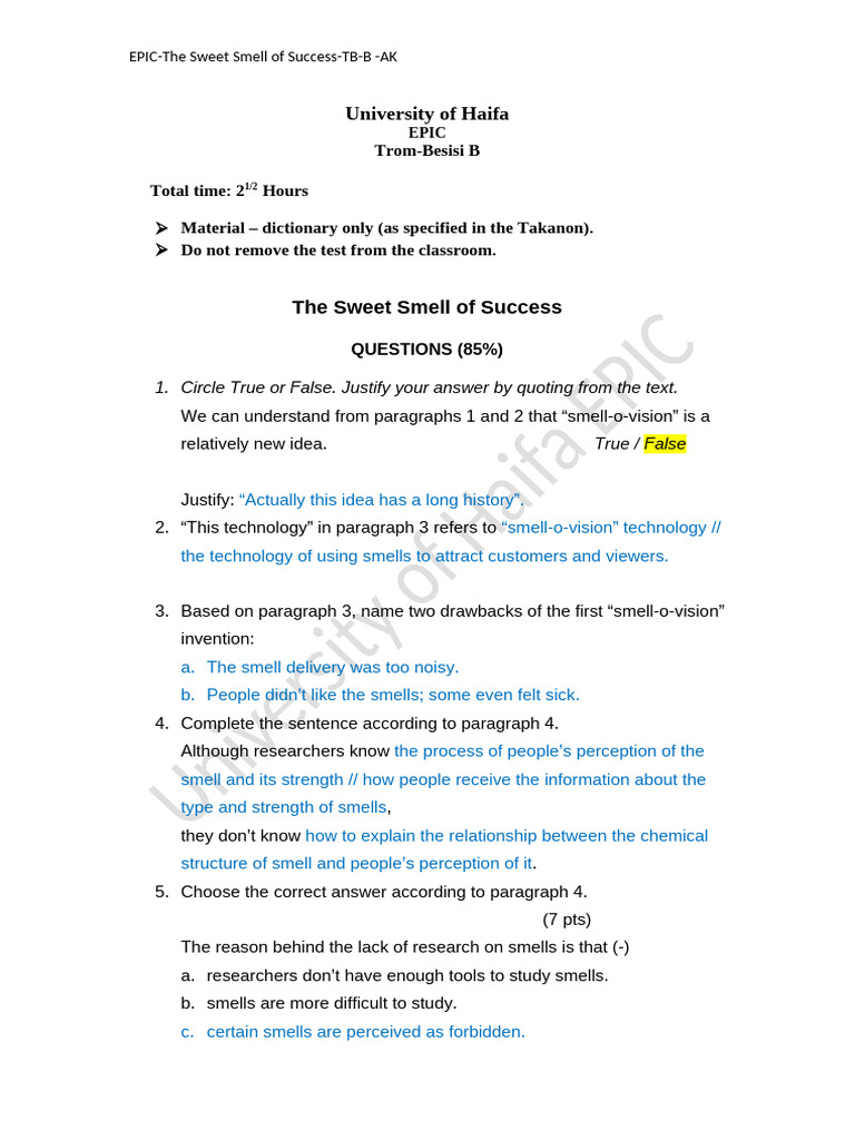 The Sweet Smell of Success - TB-B - AK | PDF | Odor | Cognition