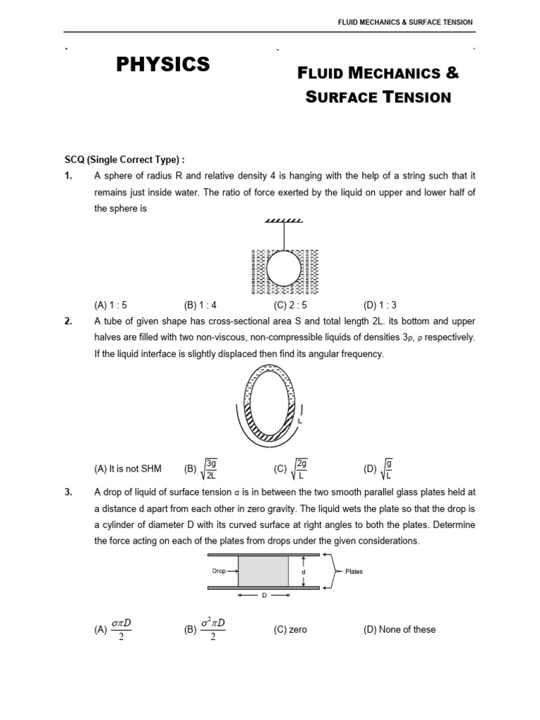 Fluid Mechanics & Surface Tension | PDF | Surface Tension | Liquids