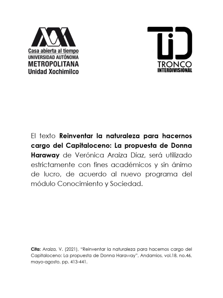 Haraway y la crisis del Capitaloceno | PDF | Antropoceno | Realidad