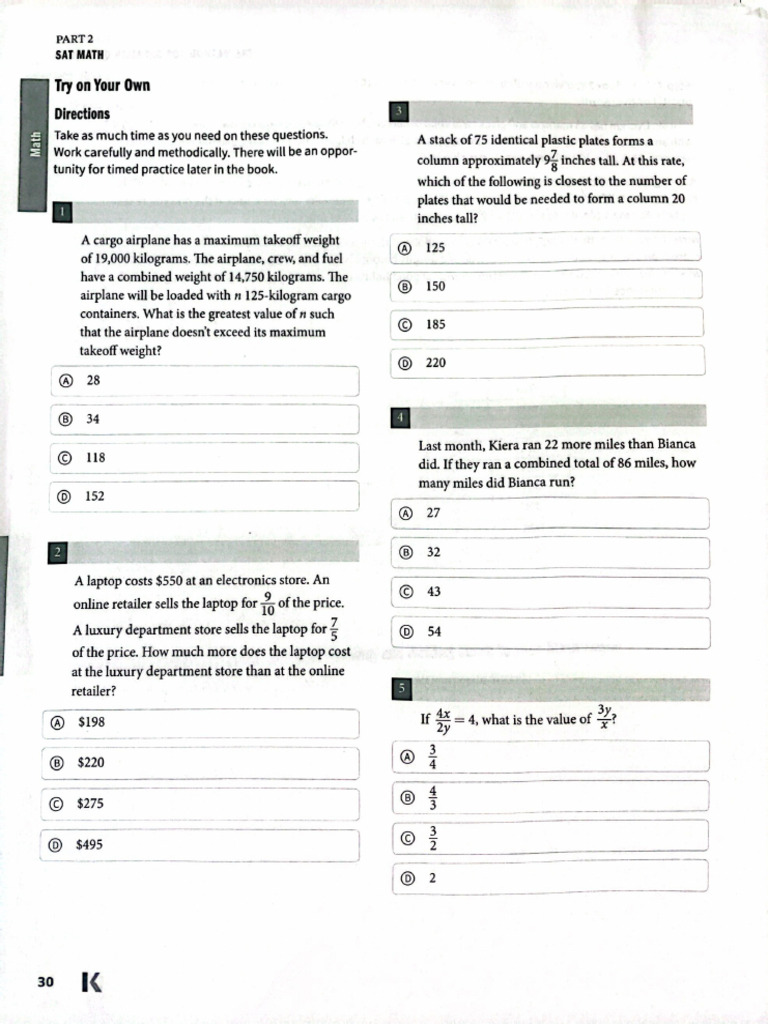 SAT Algebra | PDF