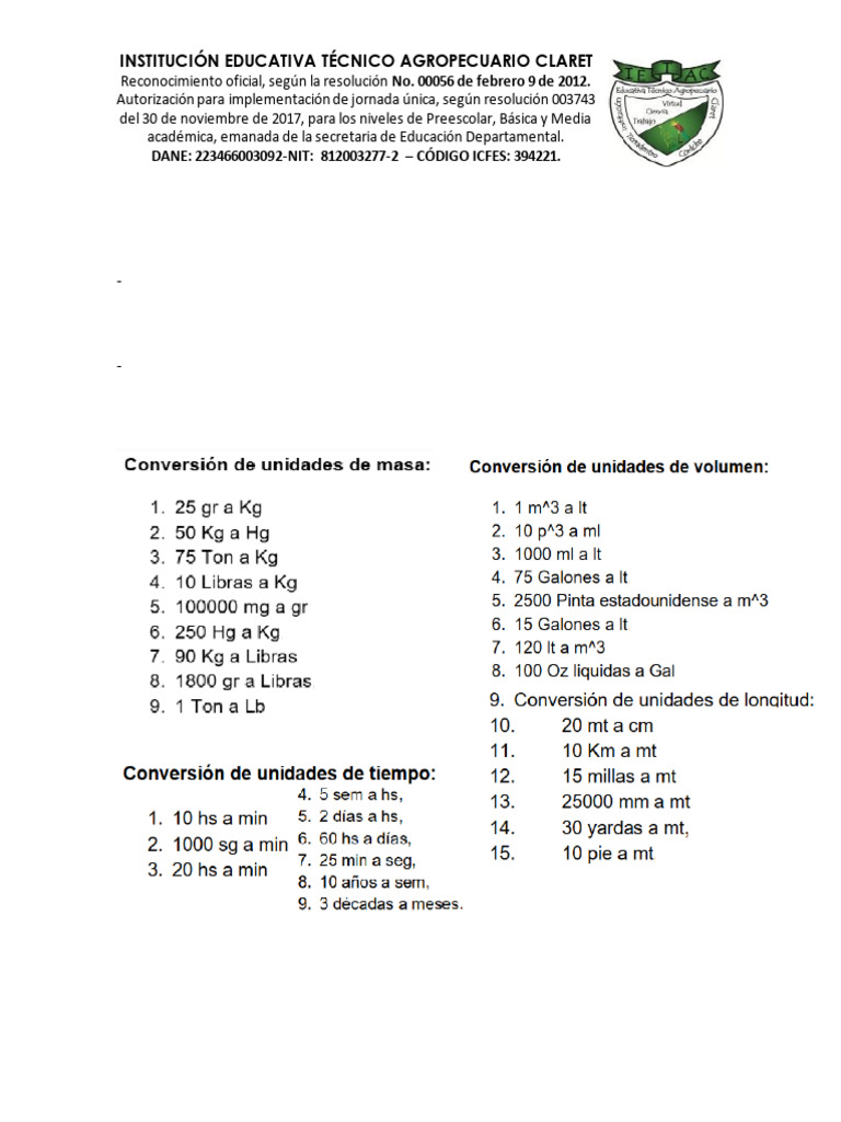 Ejercicios de Conversiones | PDF
