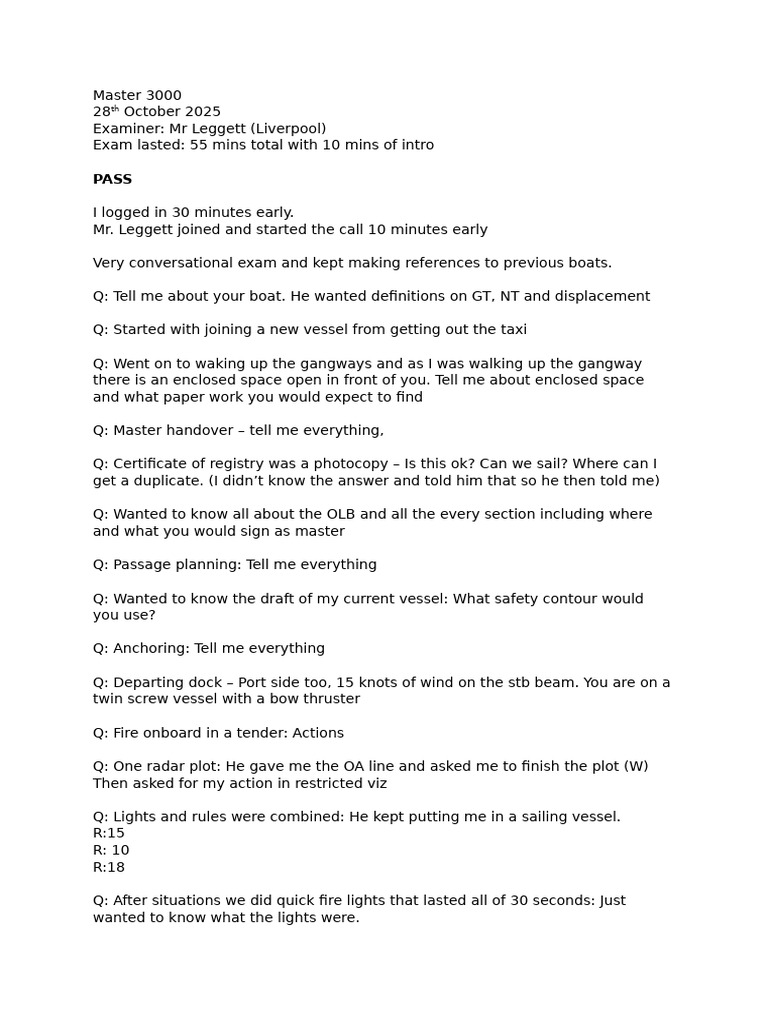 Master 3000 Exam Experience Summary | PDF