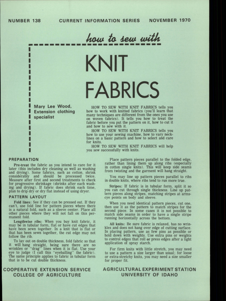 How To Sew With Stretch Knit Fabrics | PDF | Knitting | Seam (Sewing)