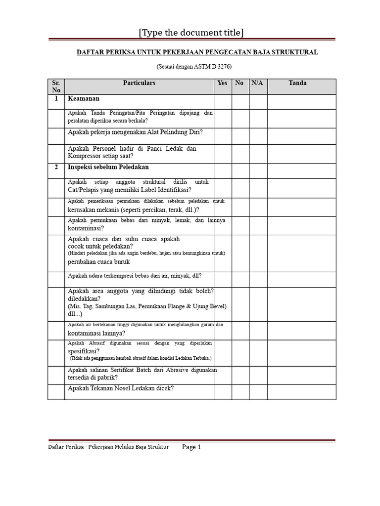 Daftar Periksa Pengecatan Baja Struktur | PDF