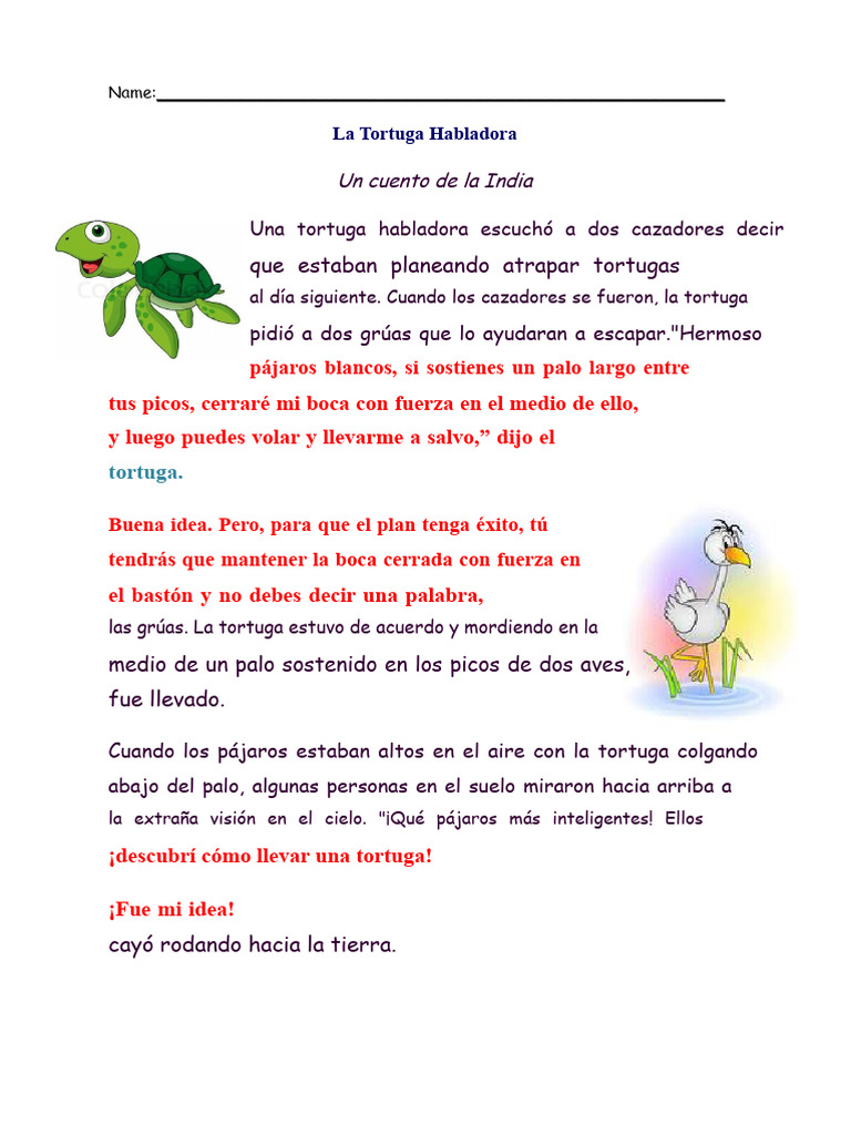 La Tortuga Habladora: Un Cuento de Escape | PDF