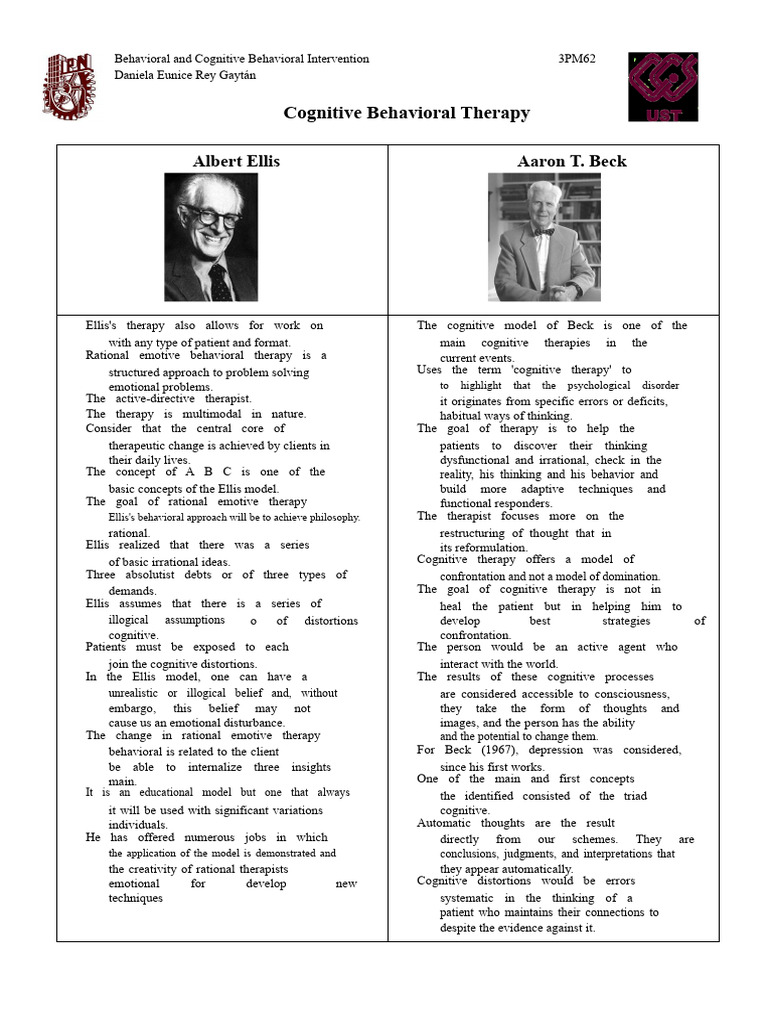 Beck vs Ellis | PDF | Cognitive Therapy | Psychotherapy