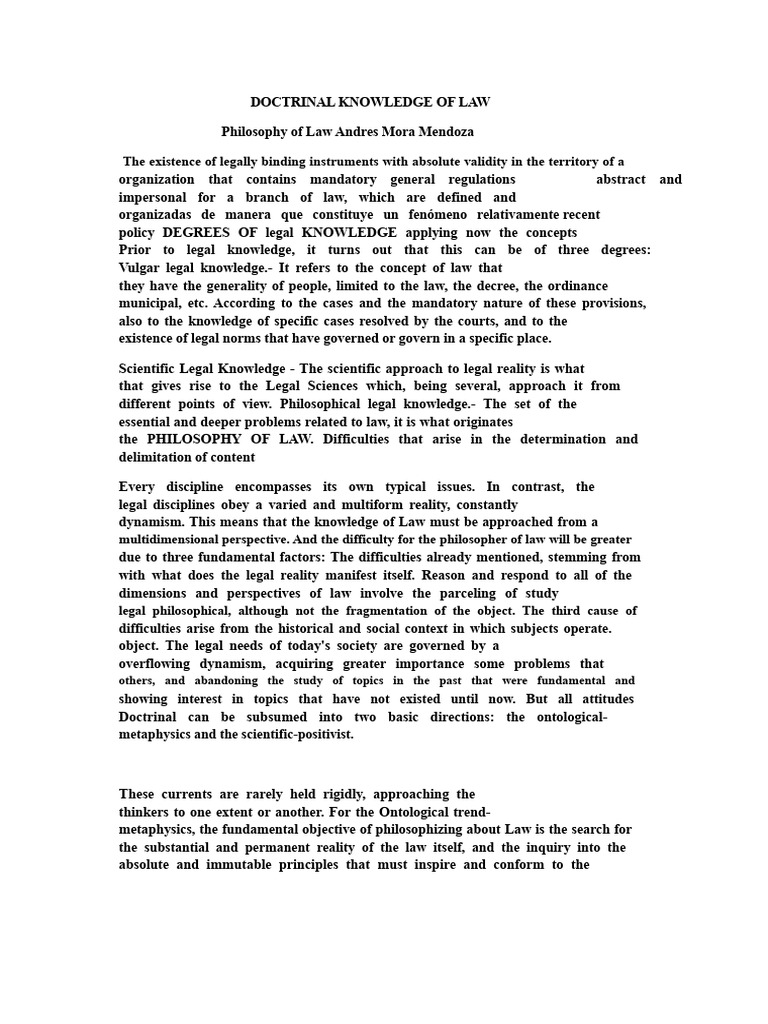Doctrinal Knowledge of Law | PDF | Knowledge | Science