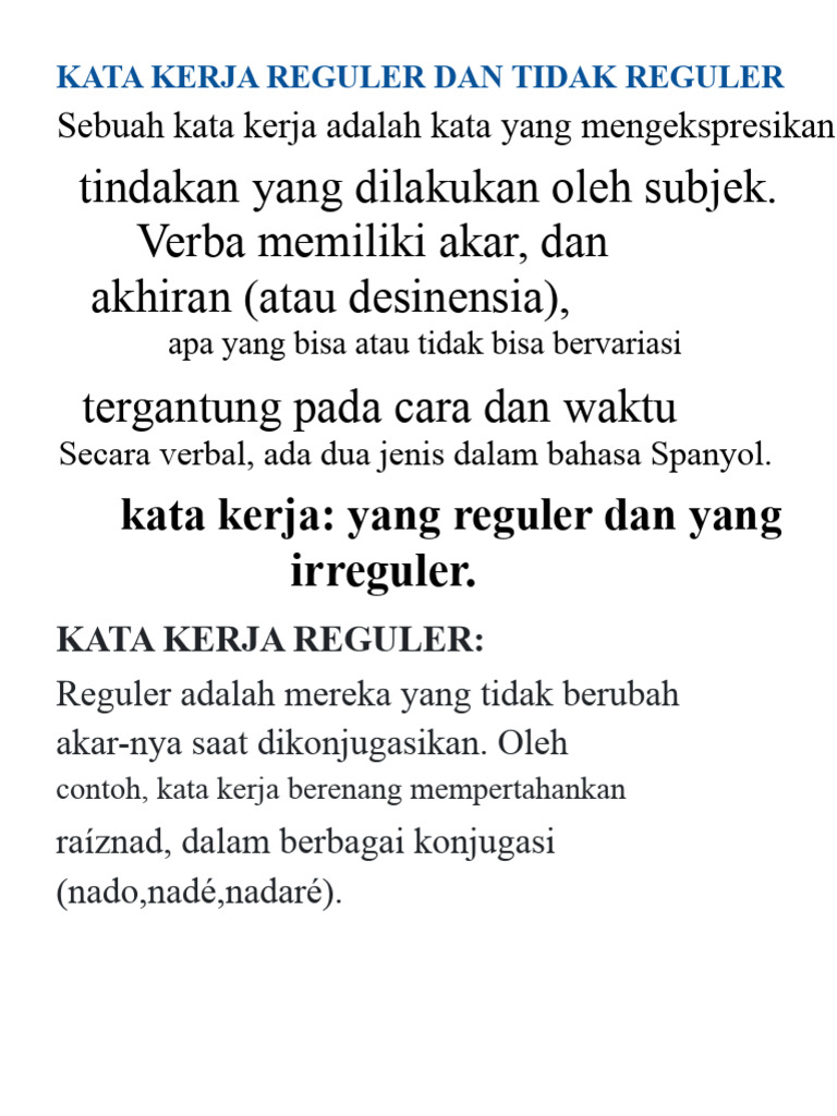 Panduan Kata Kerja Reguler dan Irreguler | PDF