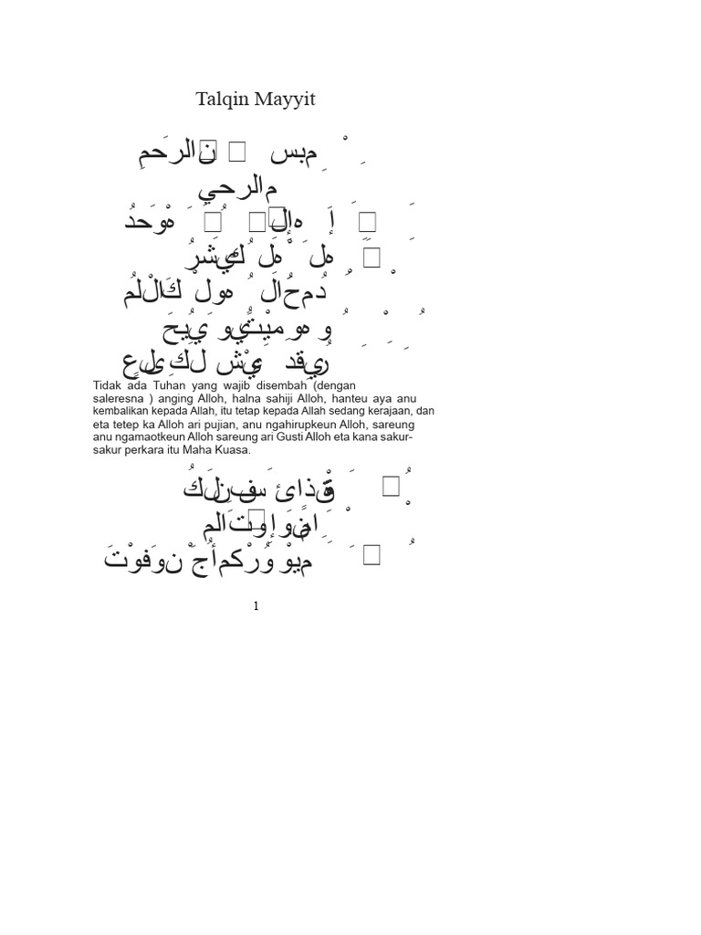 Talqin Mayyit: Panduan Spiritual setelah Kematian | PDF