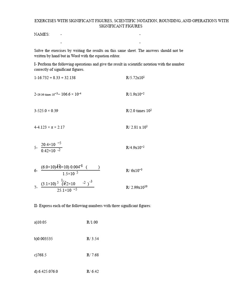 02 Exercises With Significant Figures | PDF