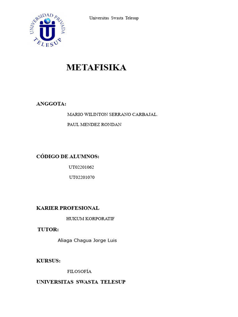 Metafisika: Definisi dan Konsep Dasar | PDF