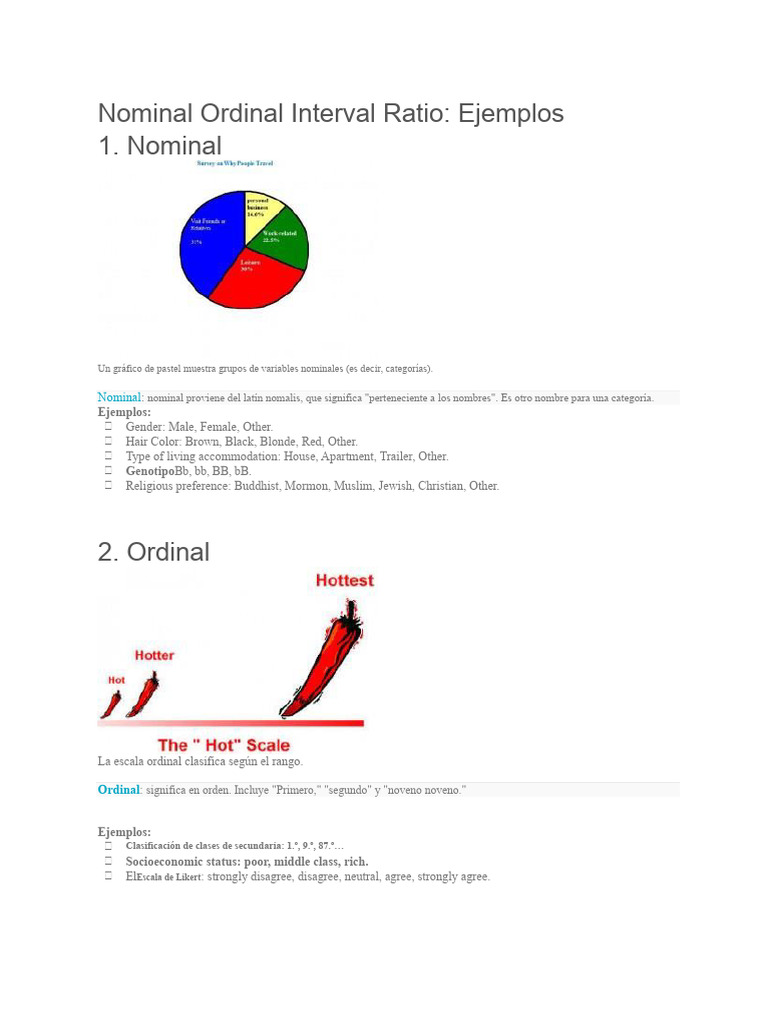 Nominal Ordinal Interval Proporcional | PDF | Nivel de medida | Medición