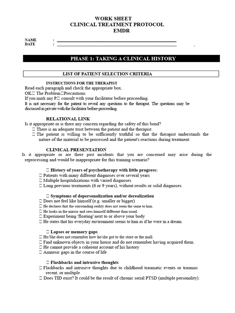 EMDR_WORKSHEET | PDF | Psychological Trauma | Psychotherapy